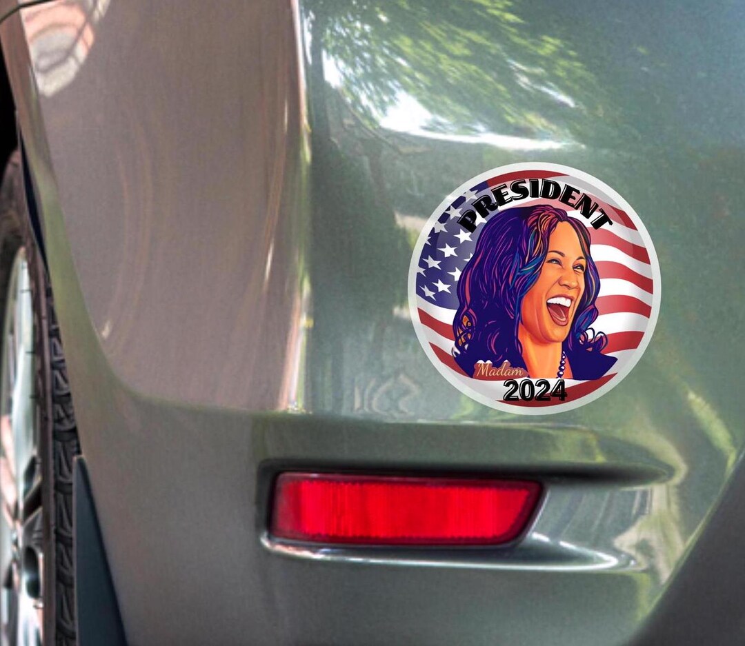 Kamala Harris 2024 Round Sticker Madam President 2024 Bumper Decal ...