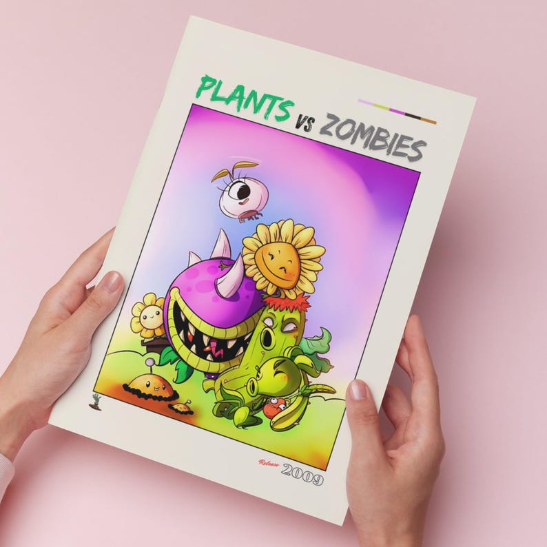 Plants Vs Zombies Digital Poster-gaming Print-game Room Wall Decor-game ...