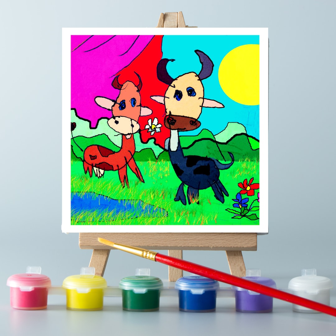 Naive Art Digital Print on Canvas: Artist-child Collaboration With ...