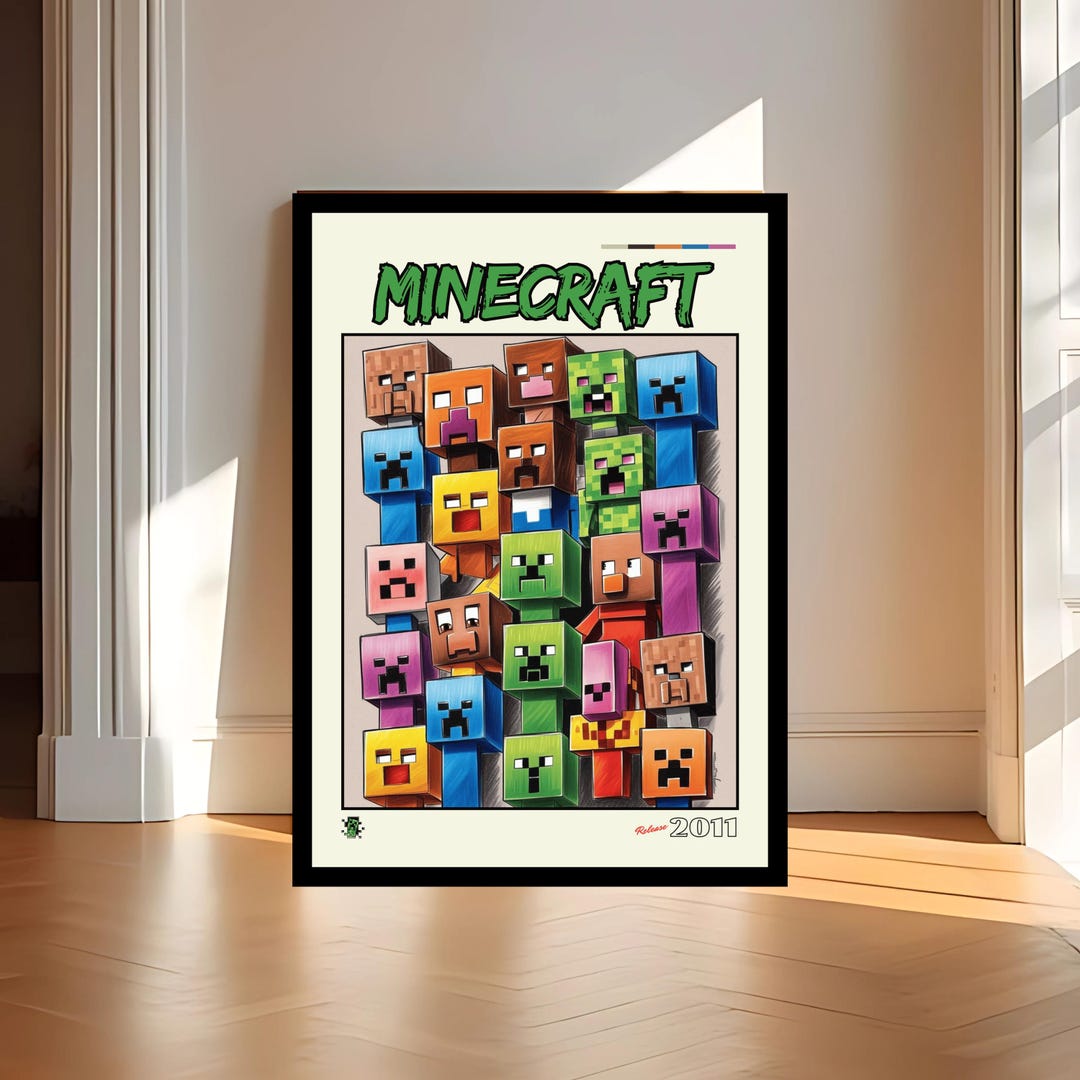 Minecraft Poster Gaming Wall Art Game Room Decor Video Game Art Print ...
