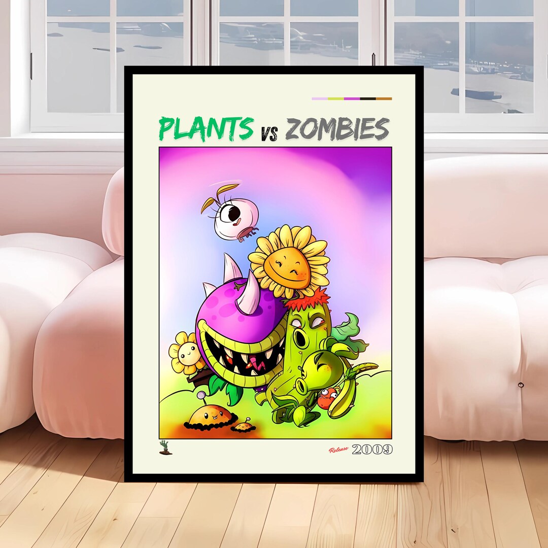 Plants Vs Zombies Poster-gaming Print-game Room Wall Decor-game Theme ...