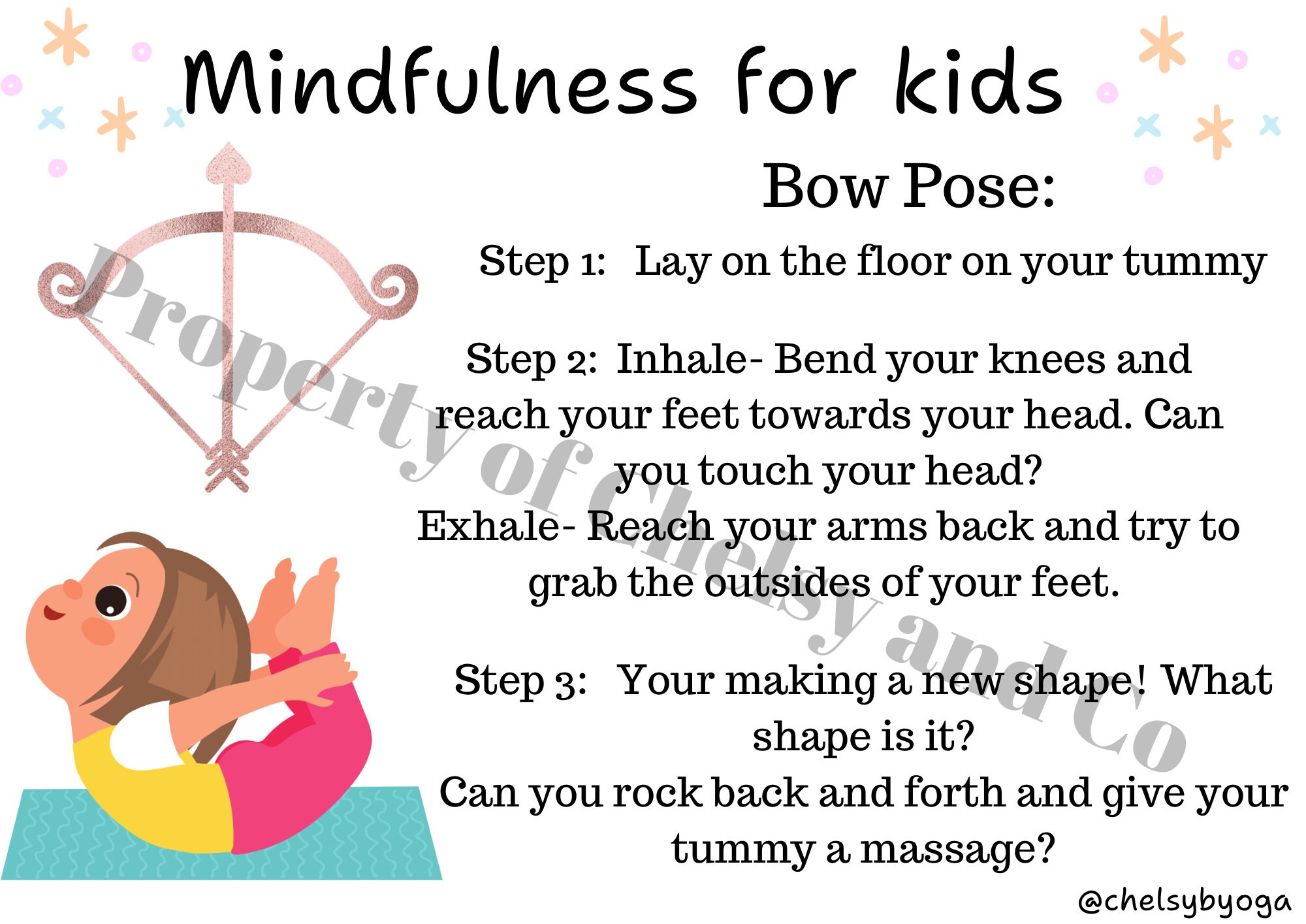 Mindfulness Flashcards for Kids Bow Pose - Etsy