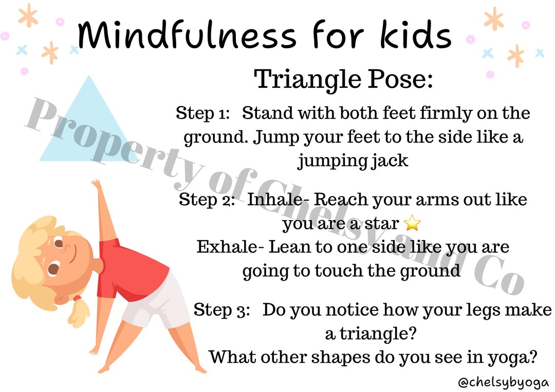 Mindfulness Flashcards for Kids Triangle Pose - Etsy