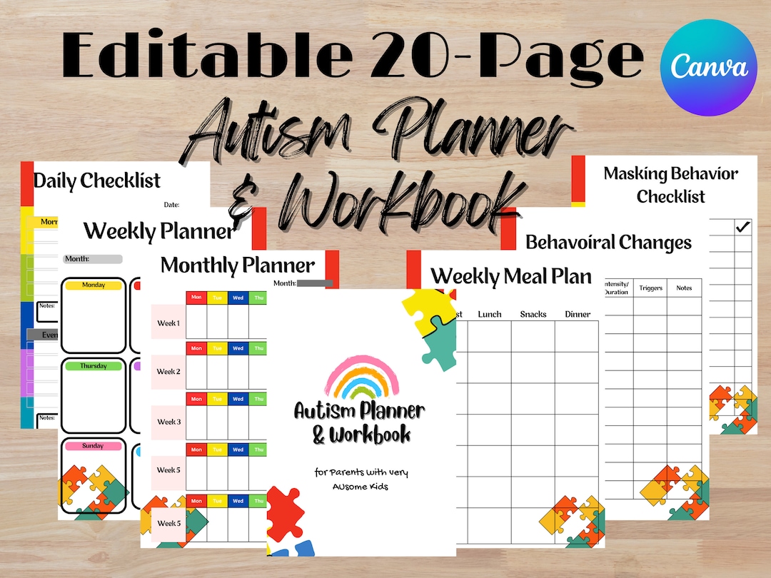 Undated Digital Autism Planner | Digital Autism Planner Workbook Daily ...