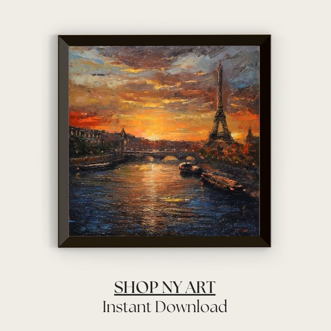 Paris Abstract Art, Vintage Painting, Eiffel Tower Wall Art, Painting ...