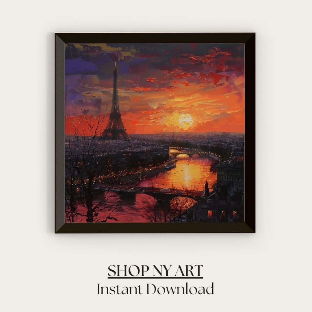 Sunset Art Print, Eiffel Tower Wall Art, Paris Sunset Wall Decor ...