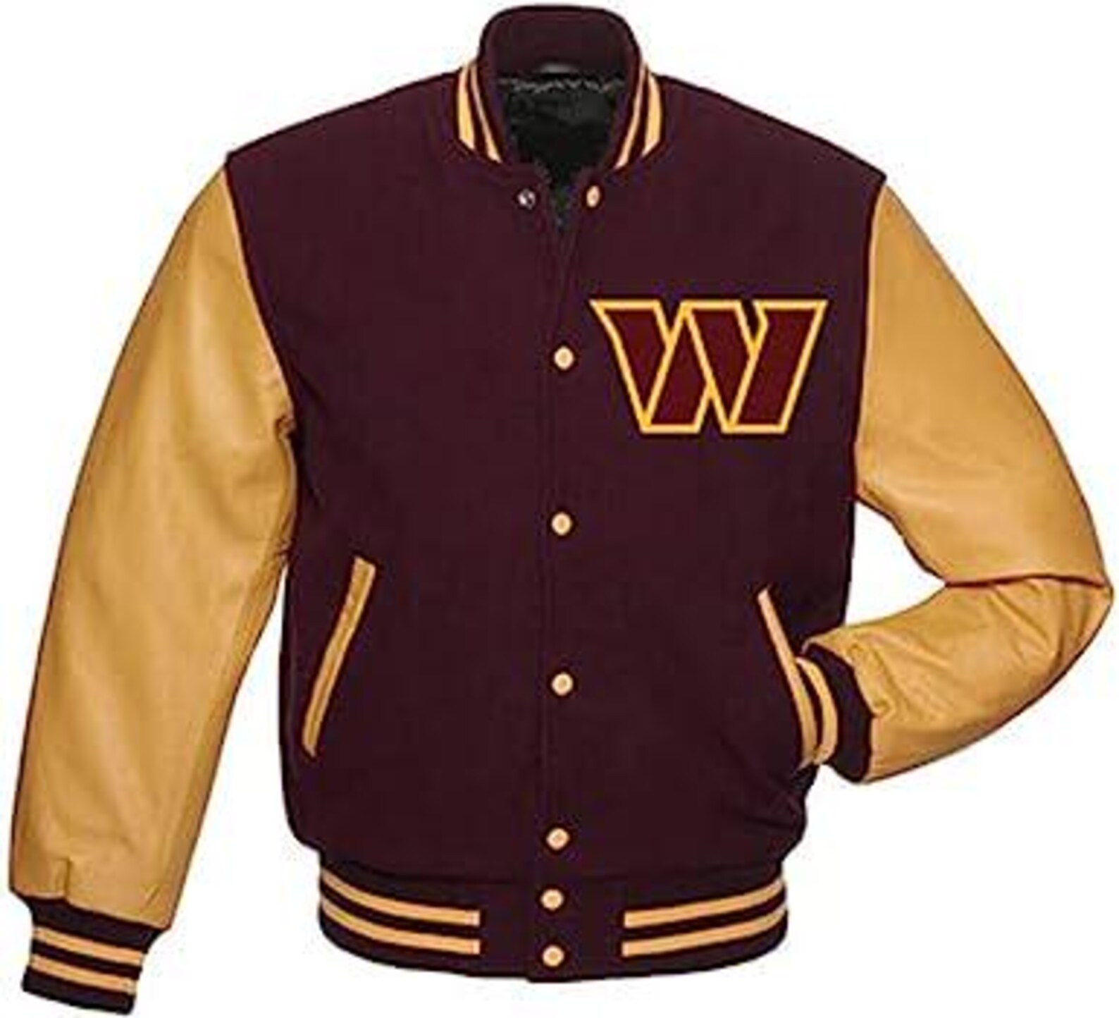 Letterman Varsity Washington Commanders Football Jacket Color Maroon ...