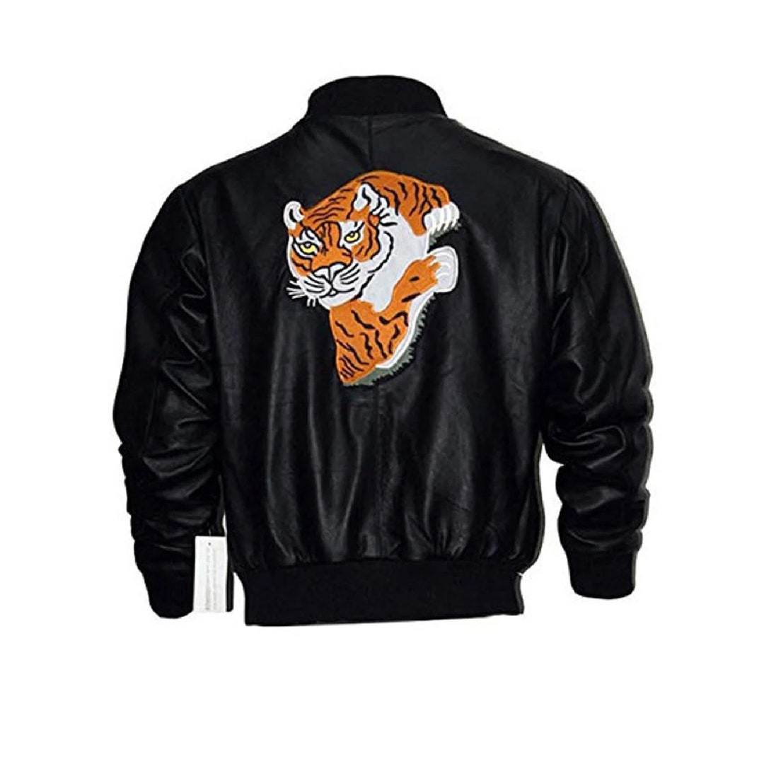 Handmade Men's Tiger Leather Jacket, Tiger Black Bomber Jacket ...