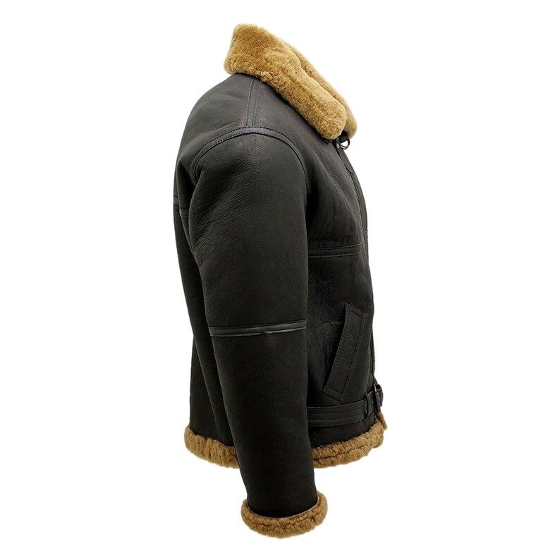 RAF Aviator Vintage Thick Faux Fur Brown Leather Jacket, Aviator B3 ...