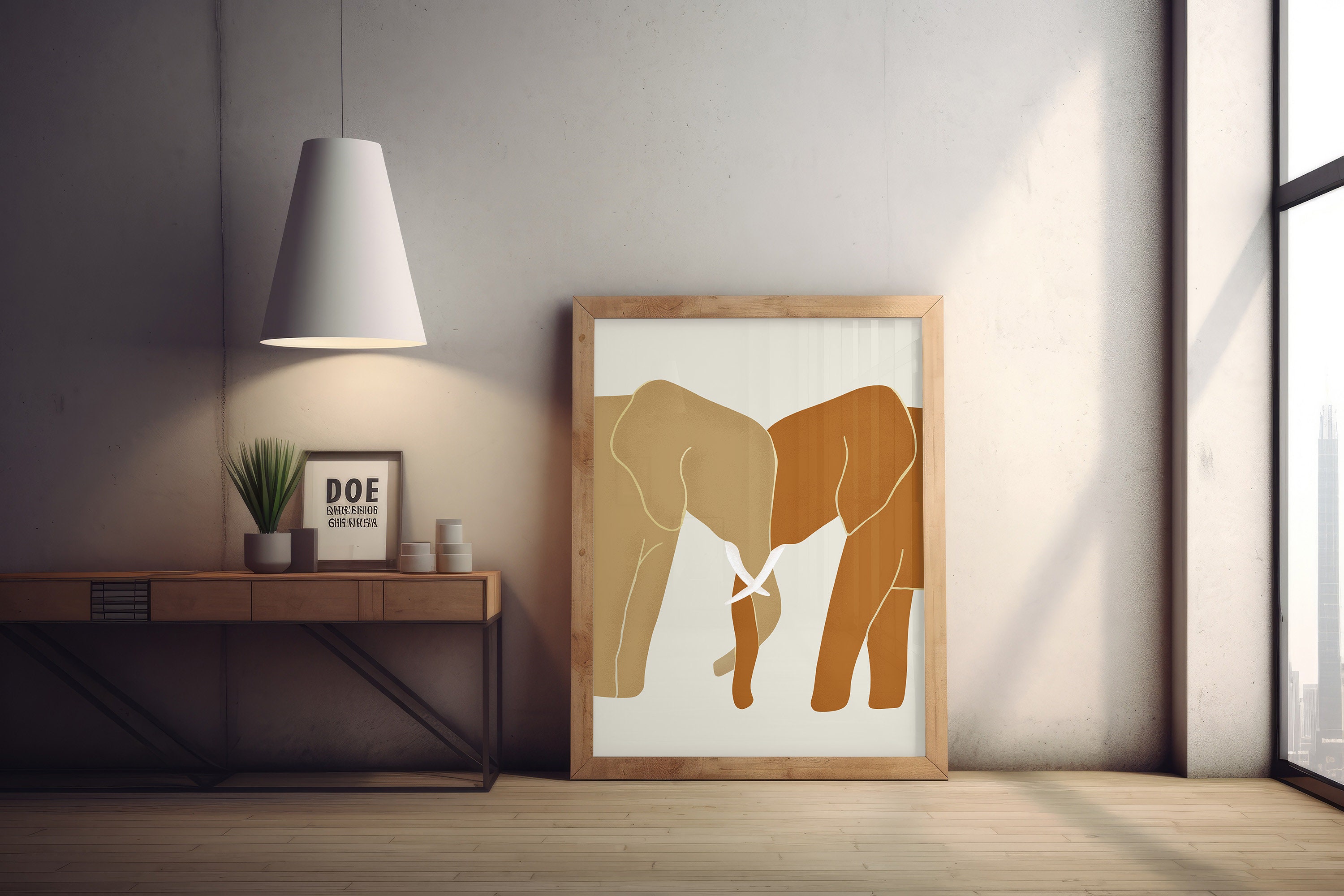 Two Lovely Elephants Wall Art Print, Africa Style Home Decor Wall Art ...