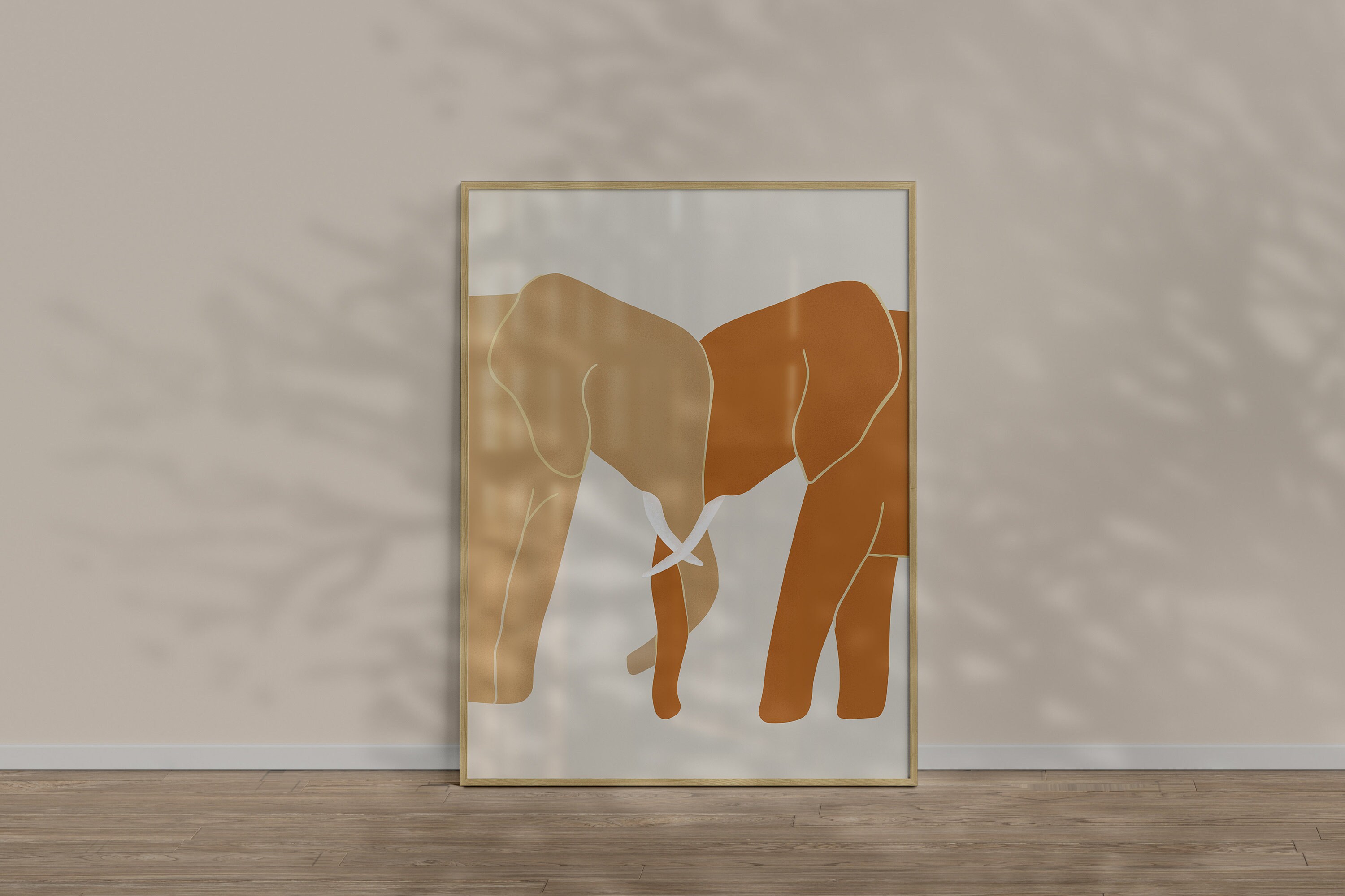 Two Lovely Elephants Wall Art Print, Africa Style Home Decor Wall Art ...