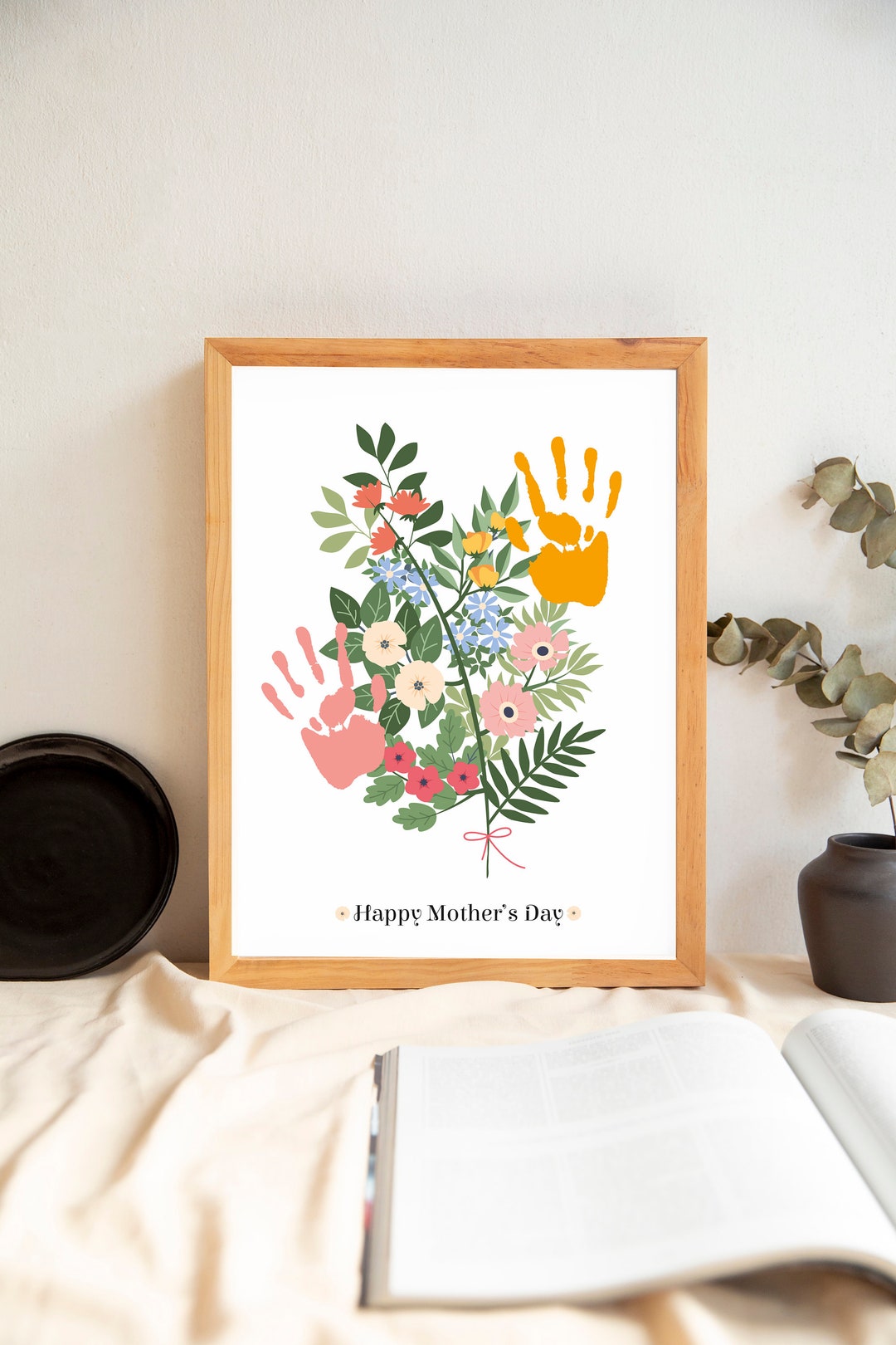 Flower Handprint Craft Art Printable, Mother's Day, Gift for Mom or ...