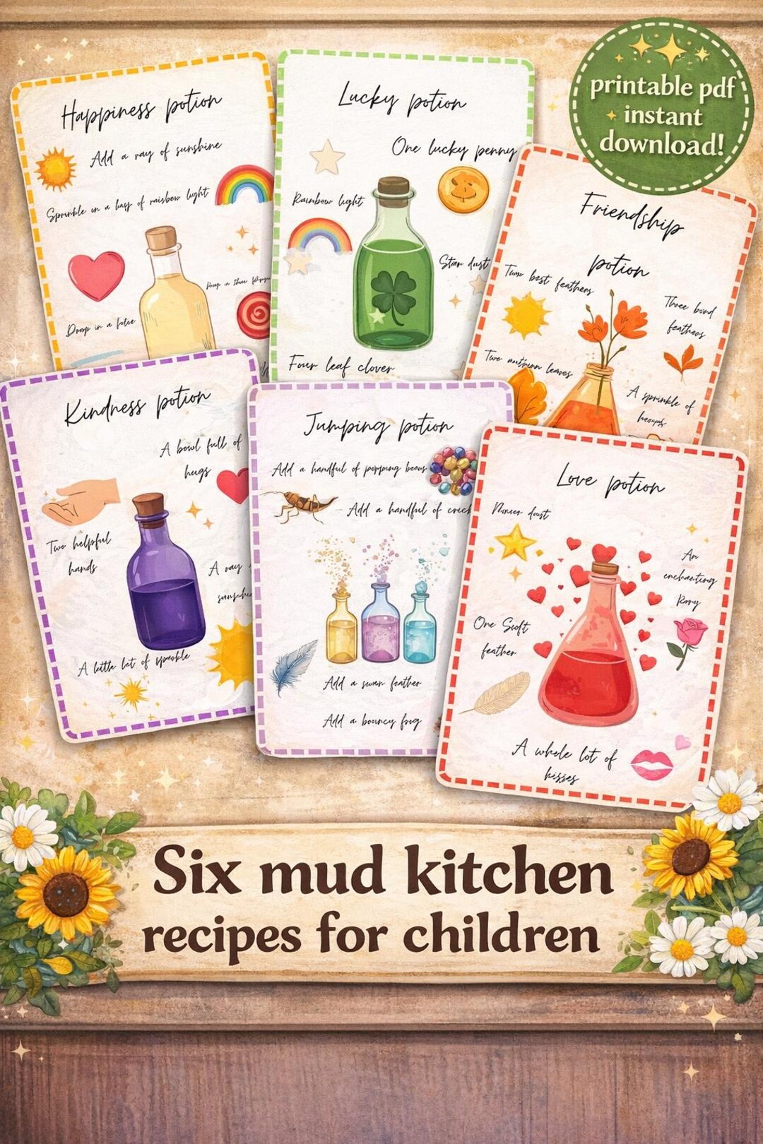 Printable Mud Kitchen Recipe Cards, Montessori Outdoor Nature Play ...