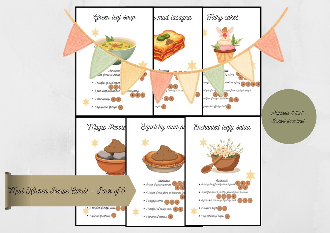 Printable Mud Kitchen Recipe Cards, Montessori Outdoor Nature Play ...