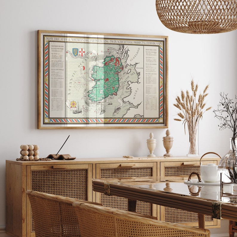 Vintage World Print - Irish Map - Antique Map - Rustic Map - Old Map ...