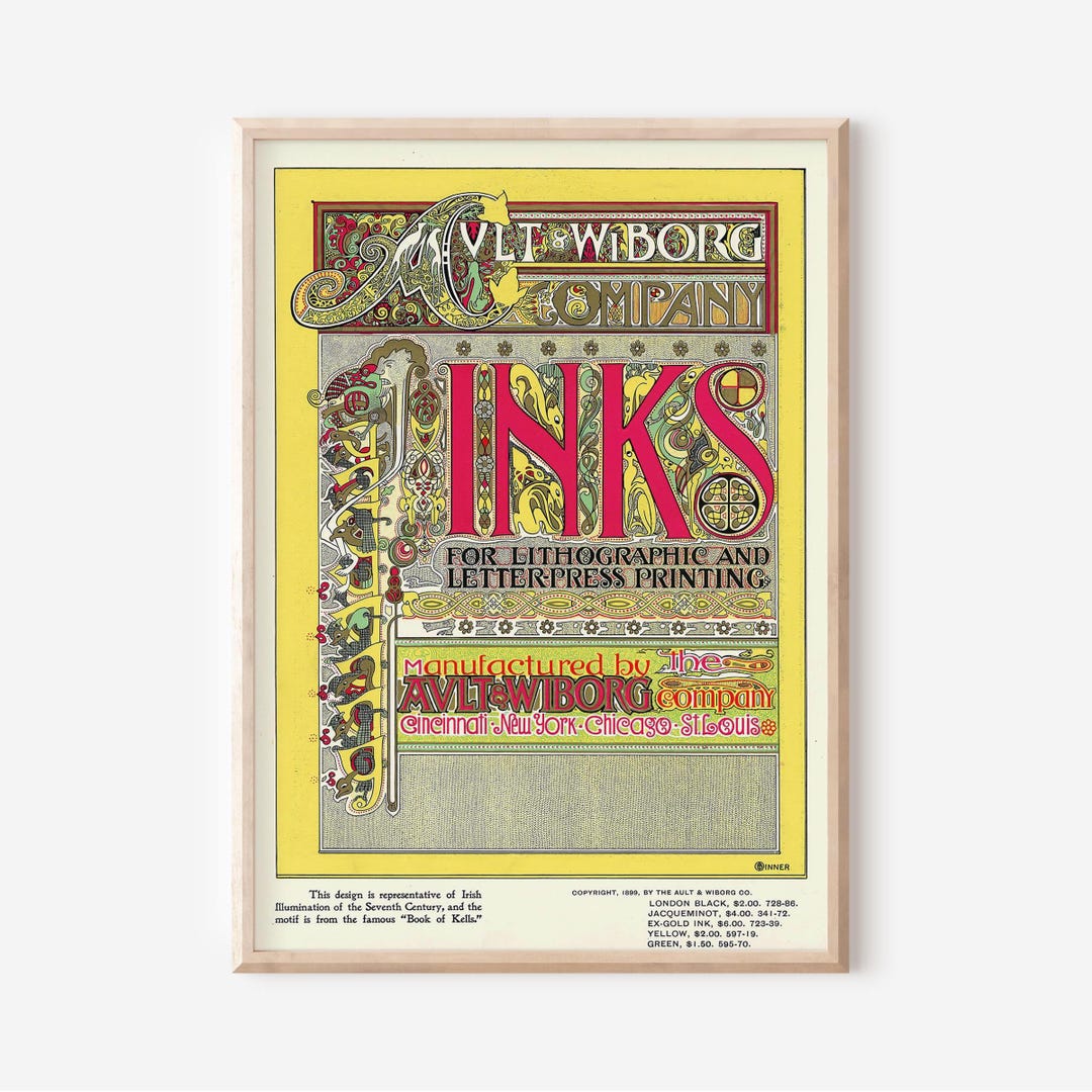 Vintage Art Print – 1895 Ault & Wiborg Inks Poster, Colorful Antique ...
