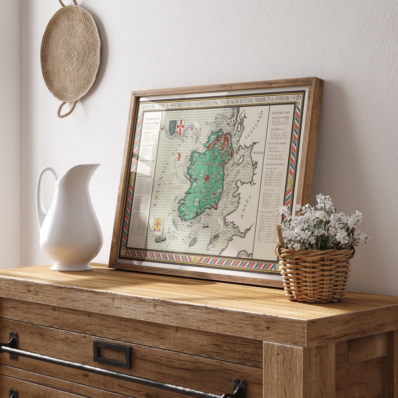 Vintage World Print - Irish Map - Antique Map - Rustic Map - Old Map ...