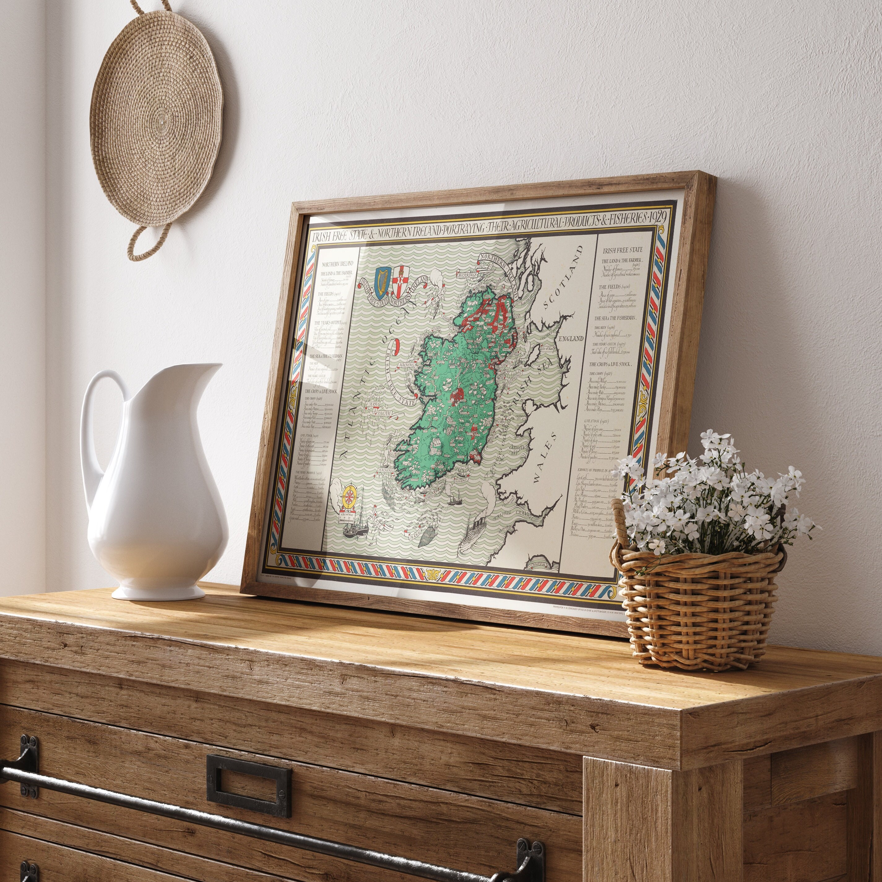 Vintage World Print - Irish Map - Antique Map - Rustic Map - Old Map ...