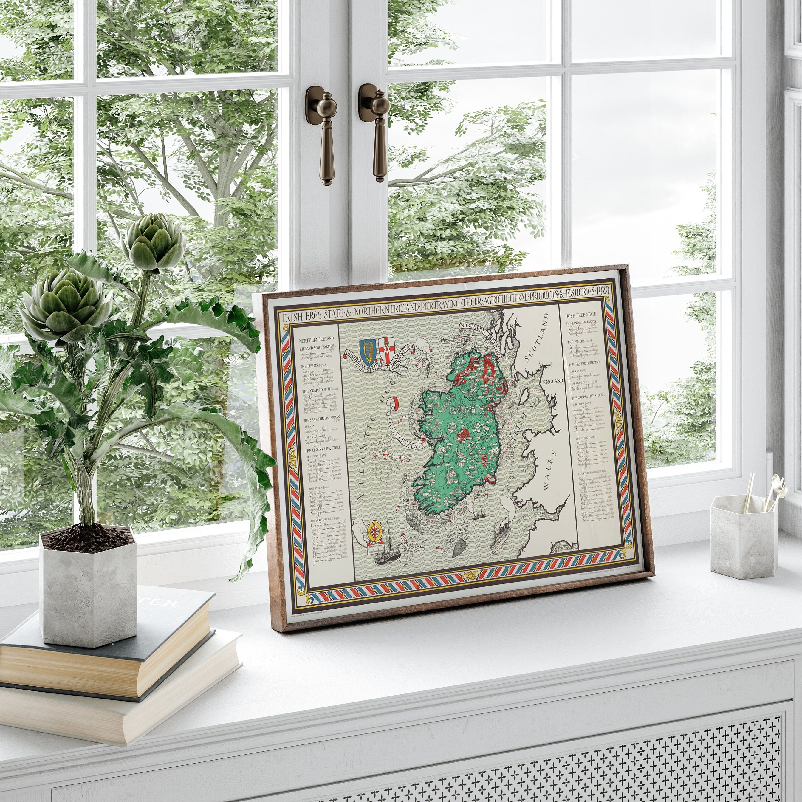 Vintage World Print - Irish Map - Antique Map - Rustic Map - Old Map ...