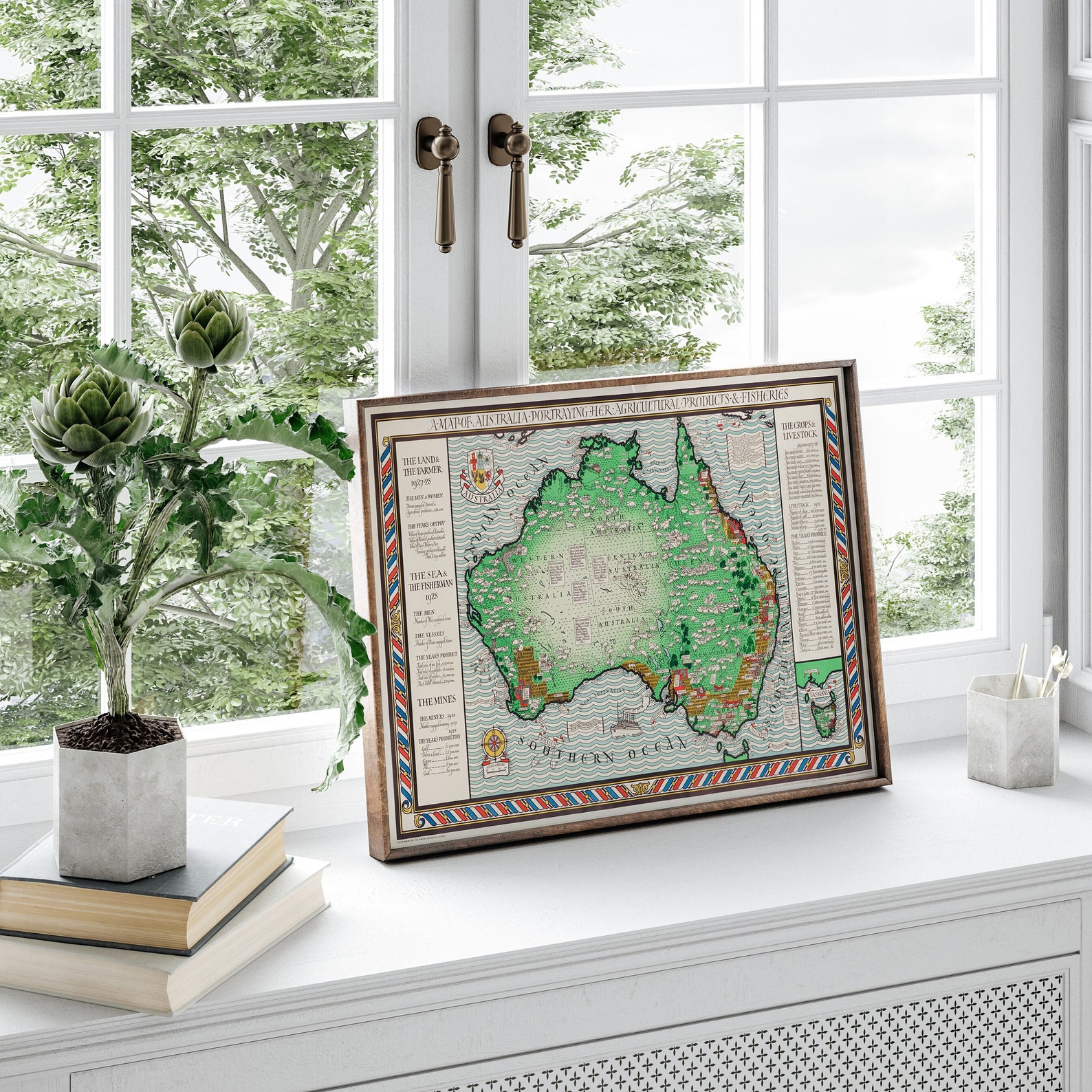 Vintage World Map - Map of Australia - Vintage Map Poster - Vintage ...