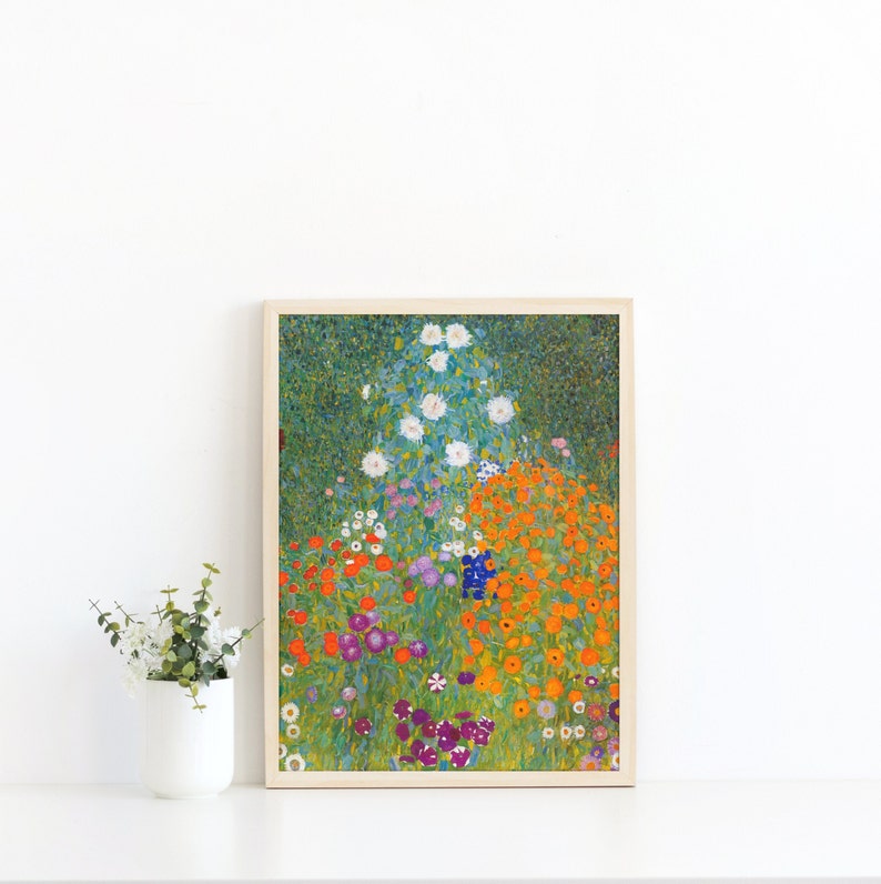 Gustav Klimt - Cottage Garden Decor - Vintage Flowers Painting - Flower ...