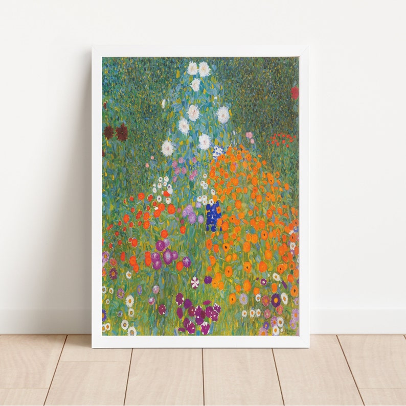 Gustav Klimt - Cottage Garden Decor - Vintage Flowers Painting - Flower ...