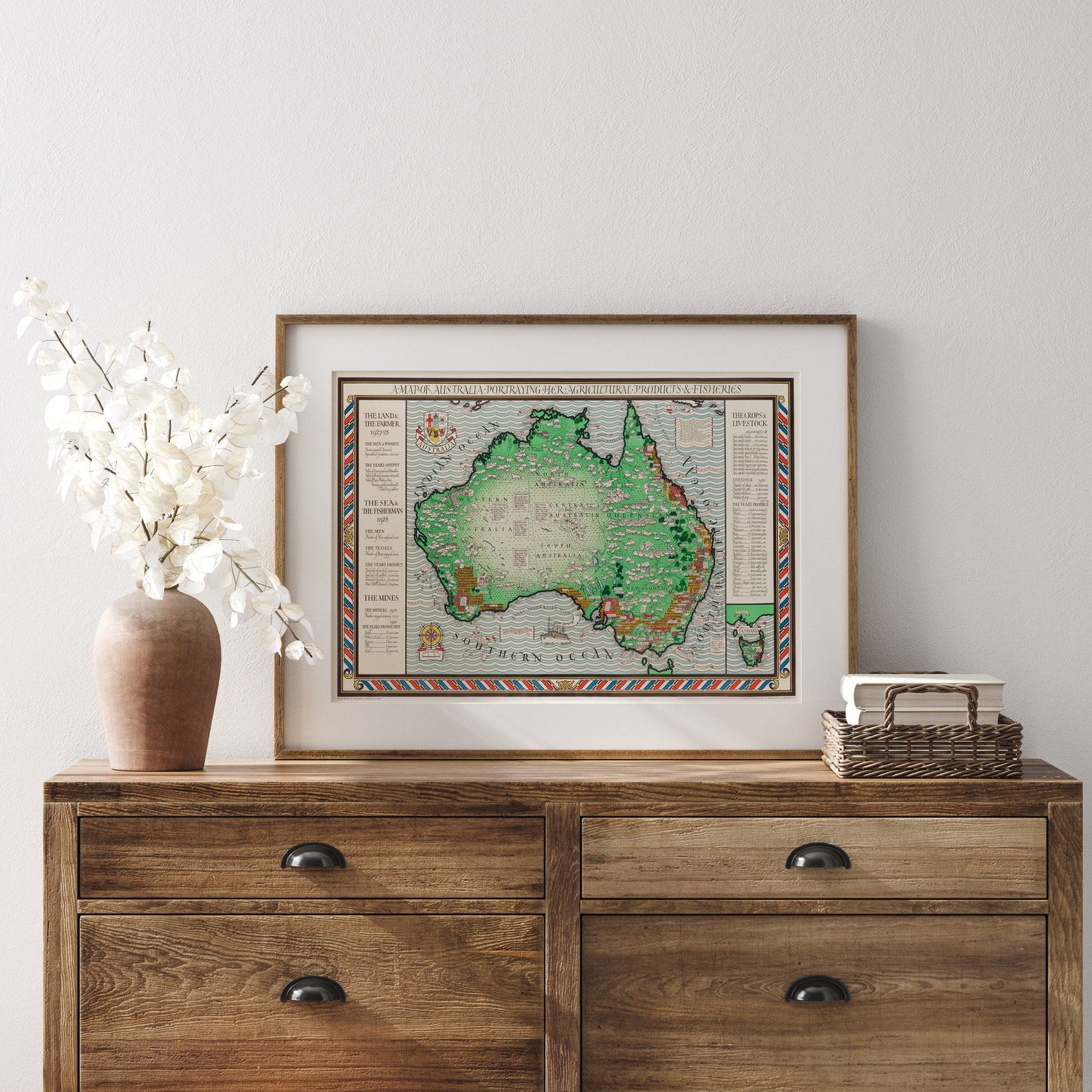 Vintage World Map - Map of Australia - Vintage Map Poster - Vintage ...
