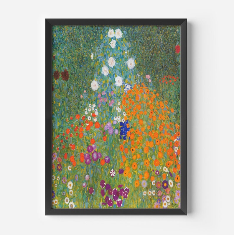 Gustav Klimt - Cottage Garden Decor - Vintage Flowers Painting - Flower ...