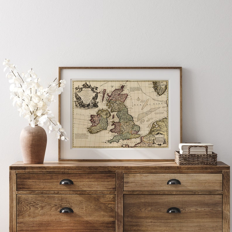 Vintage Maps - England Map - Old Map - Rustic World Map -vintage Poster ...