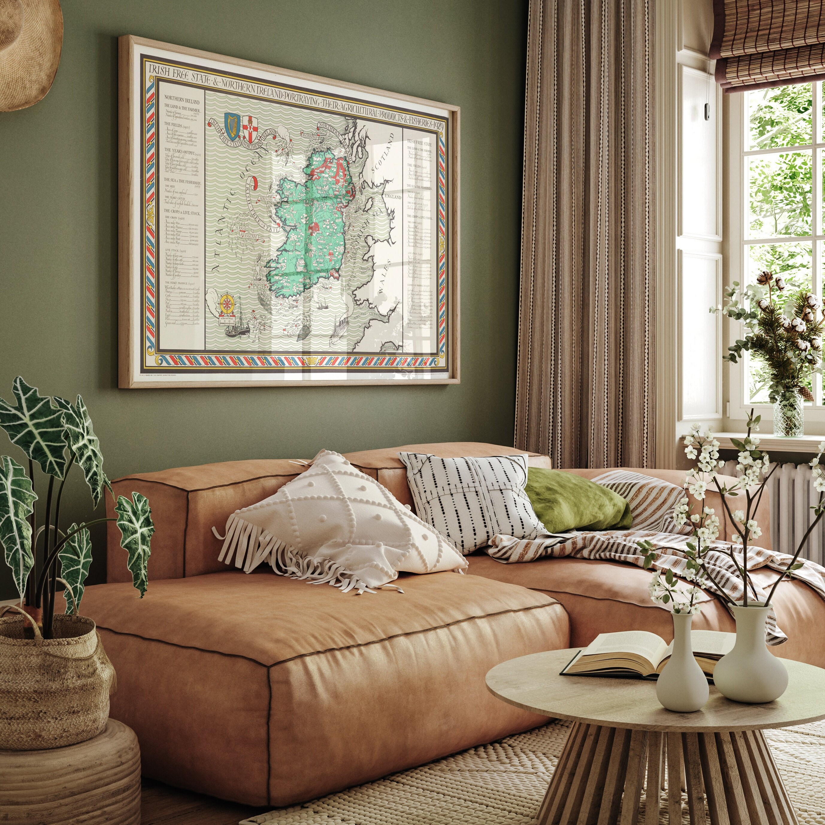 Vintage World Print - Irish Map - Antique Map - Rustic Map - Old Map ...