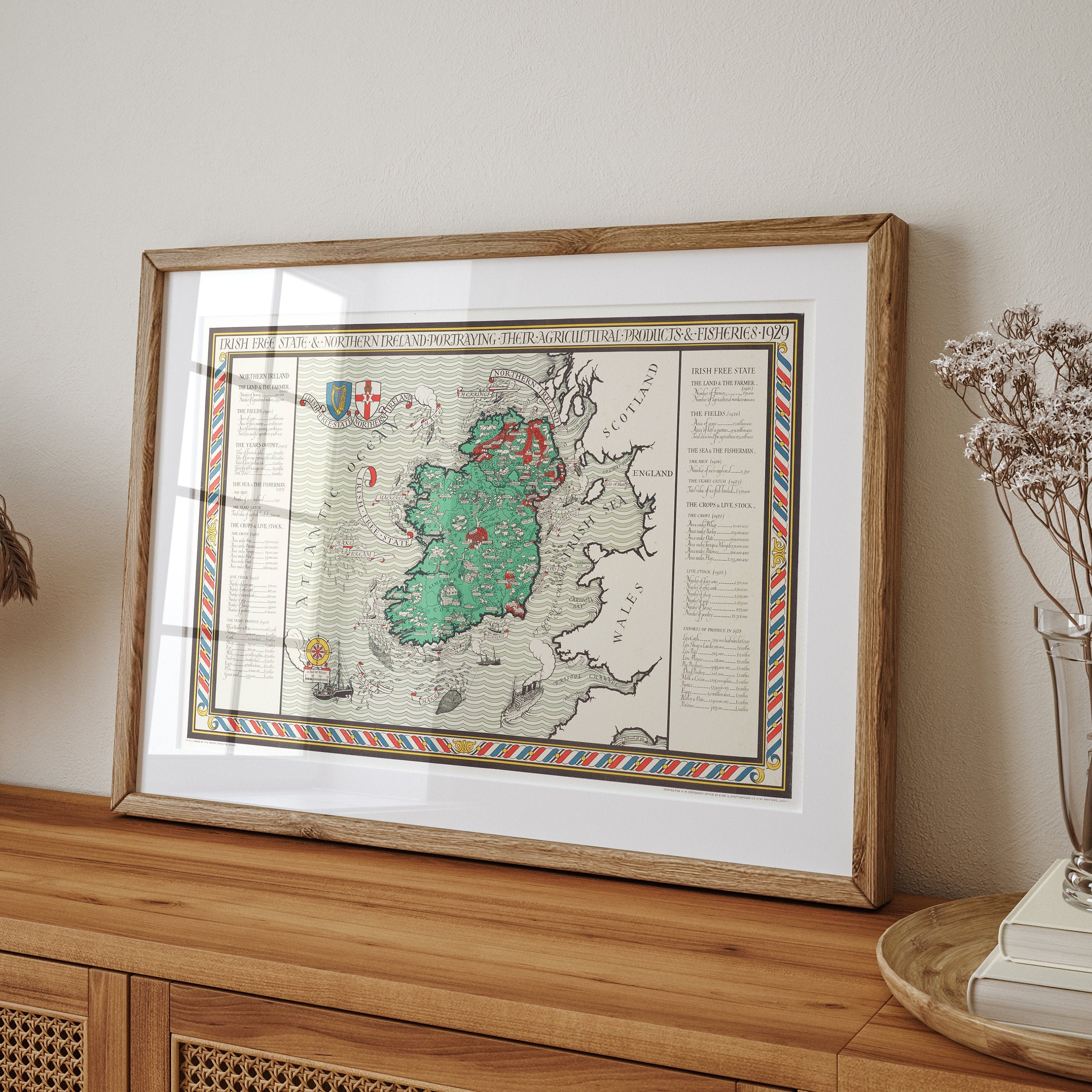 Vintage World Print - Irish Map - Antique Map - Rustic Map - Old Map ...