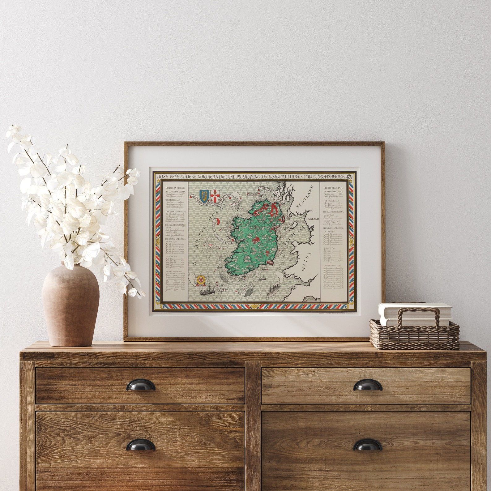 Vintage World Print - Irish Map - Antique Map - Rustic Map - Old Map ...