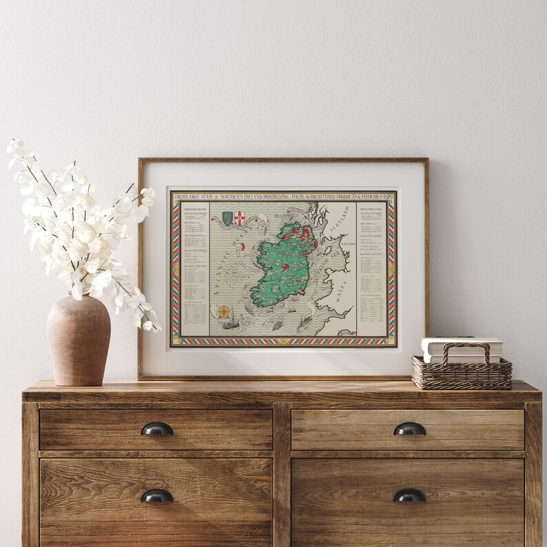 Vintage World Print - Irish Map - Antique Map - Rustic Map - Old Map ...