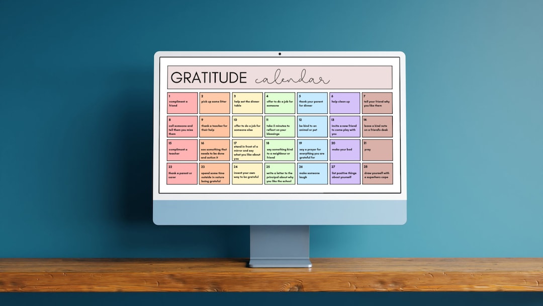 Kids's Gratitude Calendar, Gratitude Calendar, Random Acts of Kindness ...