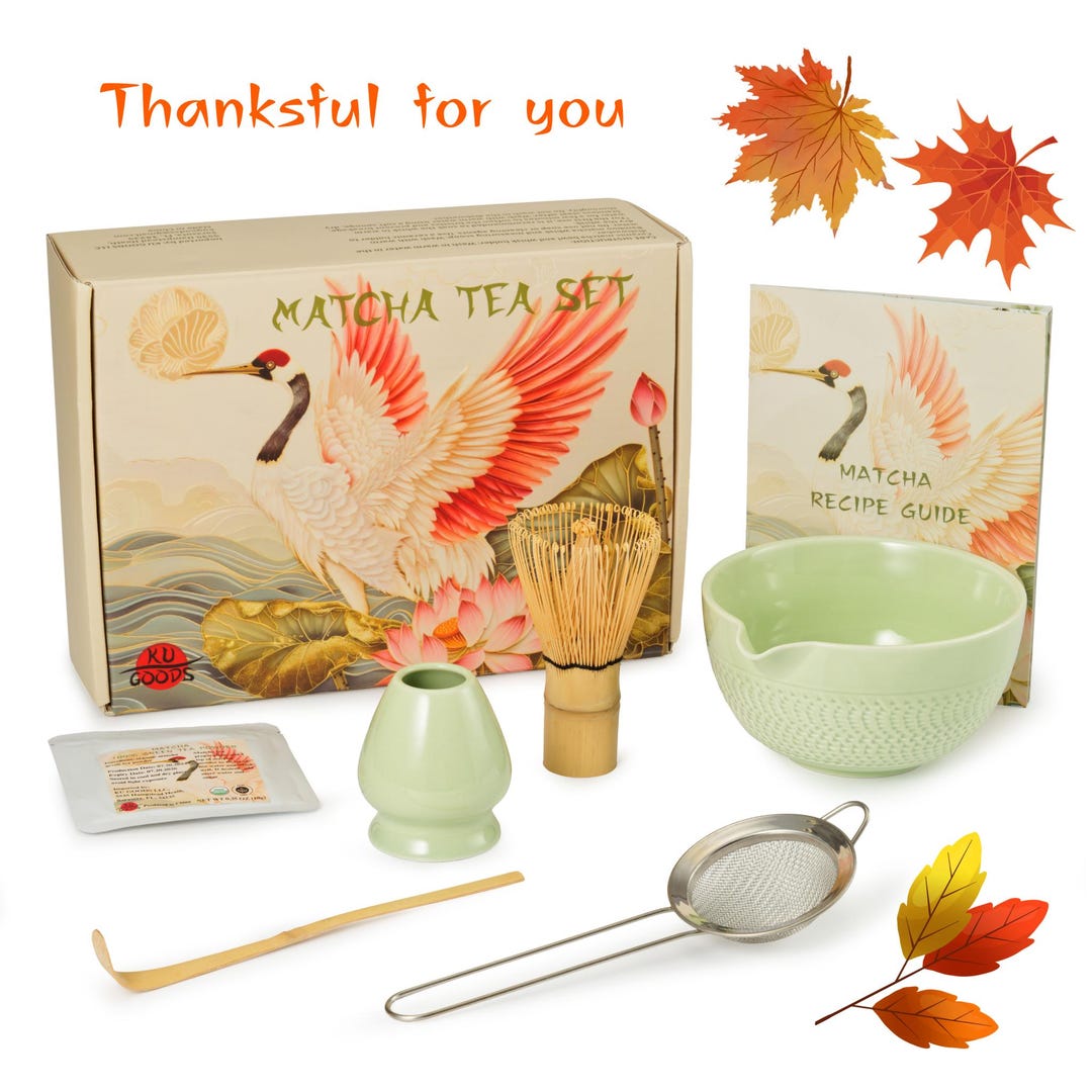 Thanksgiving Matcha Tea Set – Ceremonial Green Tea Gift With Whisk ...