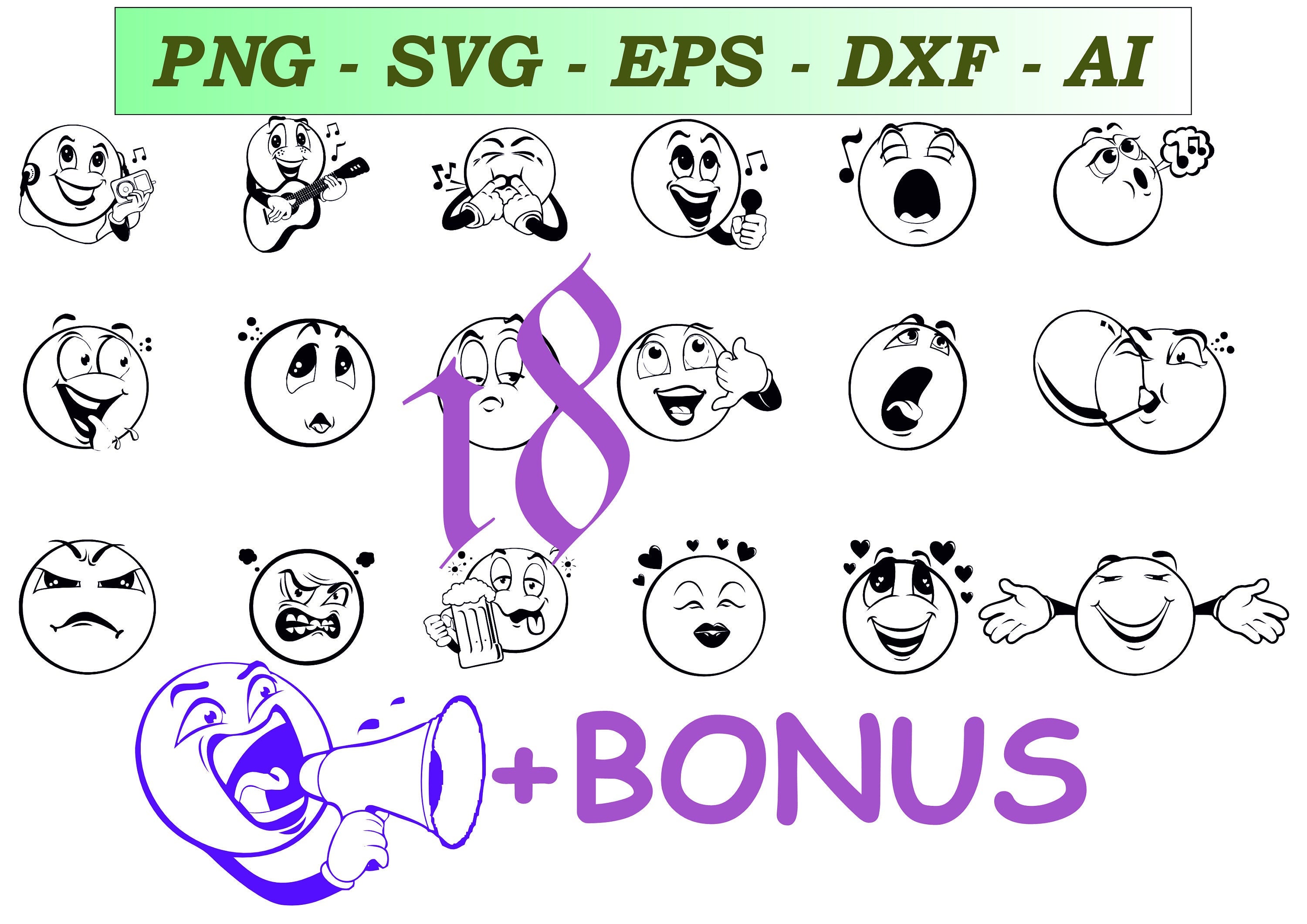 Summer Adventures. 18 Emojis and Bonus. Faces. Smiley. Svg. - Etsy