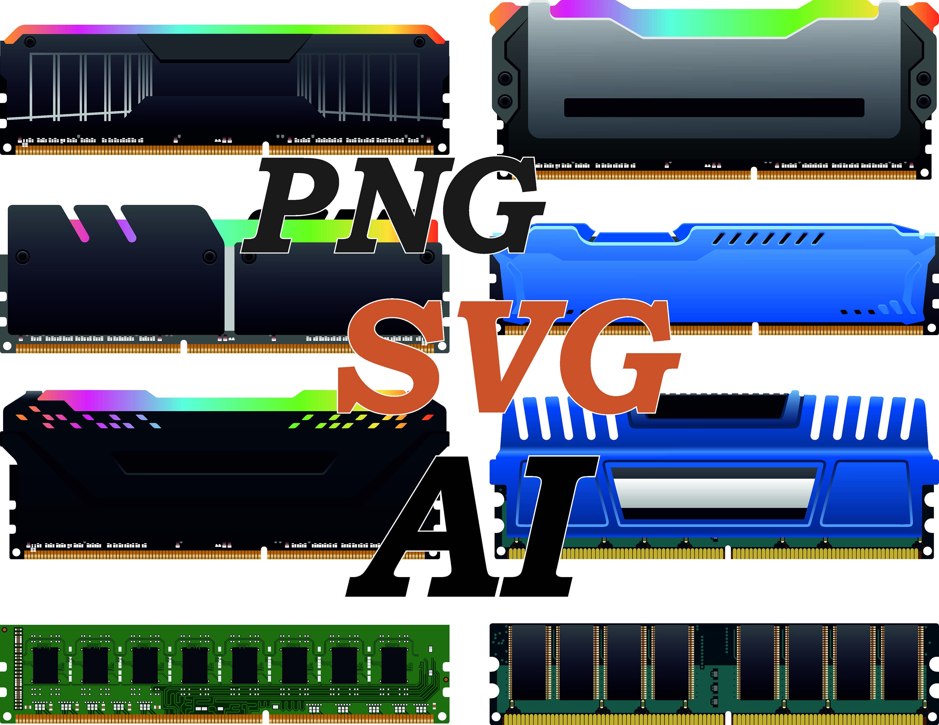 Set of Vector Images of RAM Modules. SVG, Png, AI Files. Perfect for ...