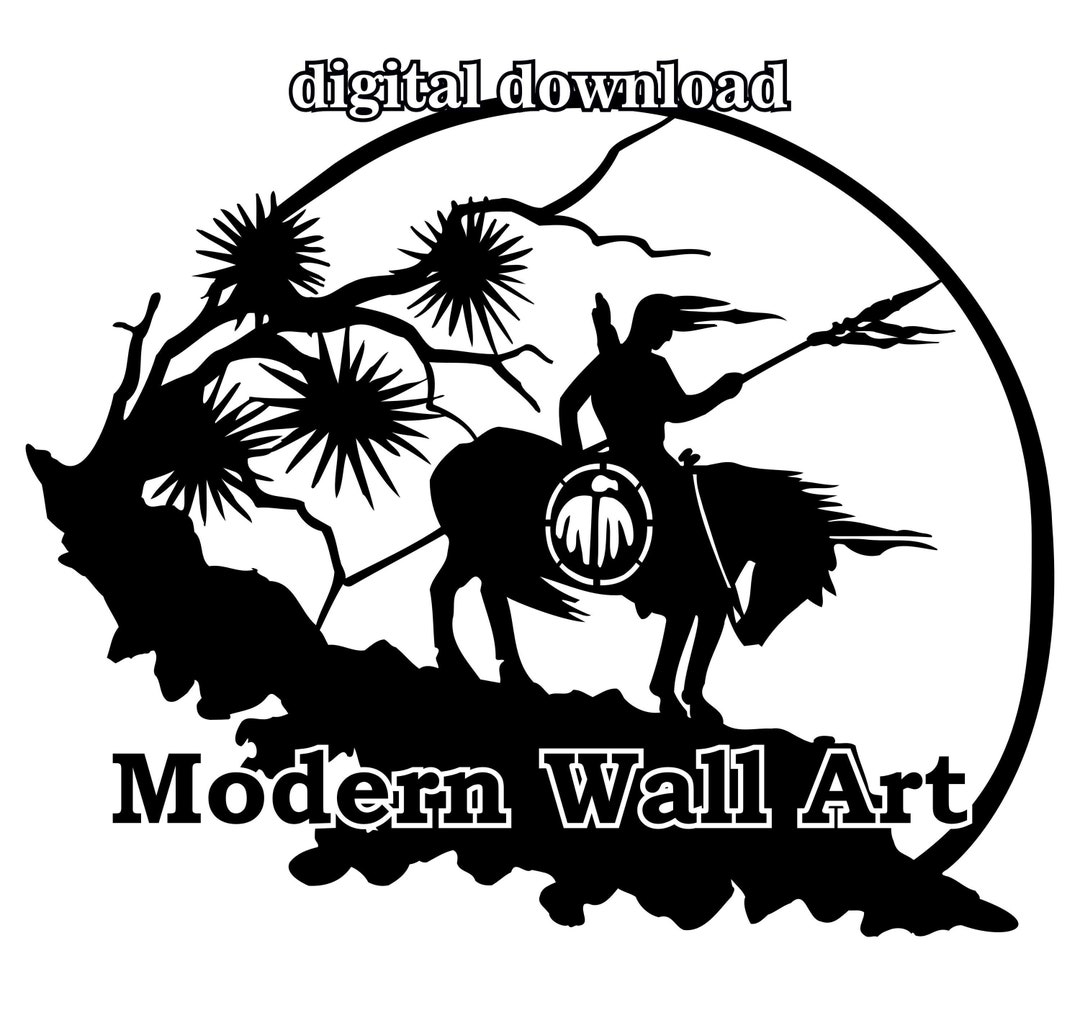 Native American Warrior on Horseback SVG, Desert Scene Laser Cut File ...