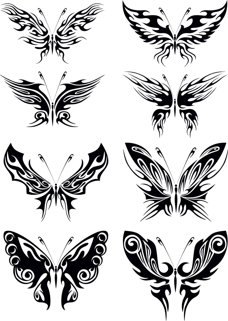 Vector Butterfly Tattoos "tribal Butterfly Designs" in SVG, PNG, DXF ...