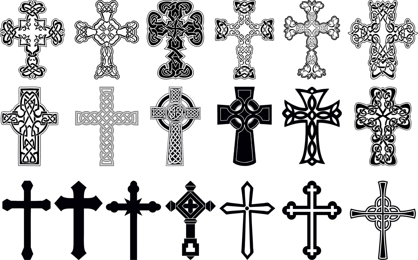 Celtic Vector Crosses and Patterns for Tattoos, Prints, Cutting a ...