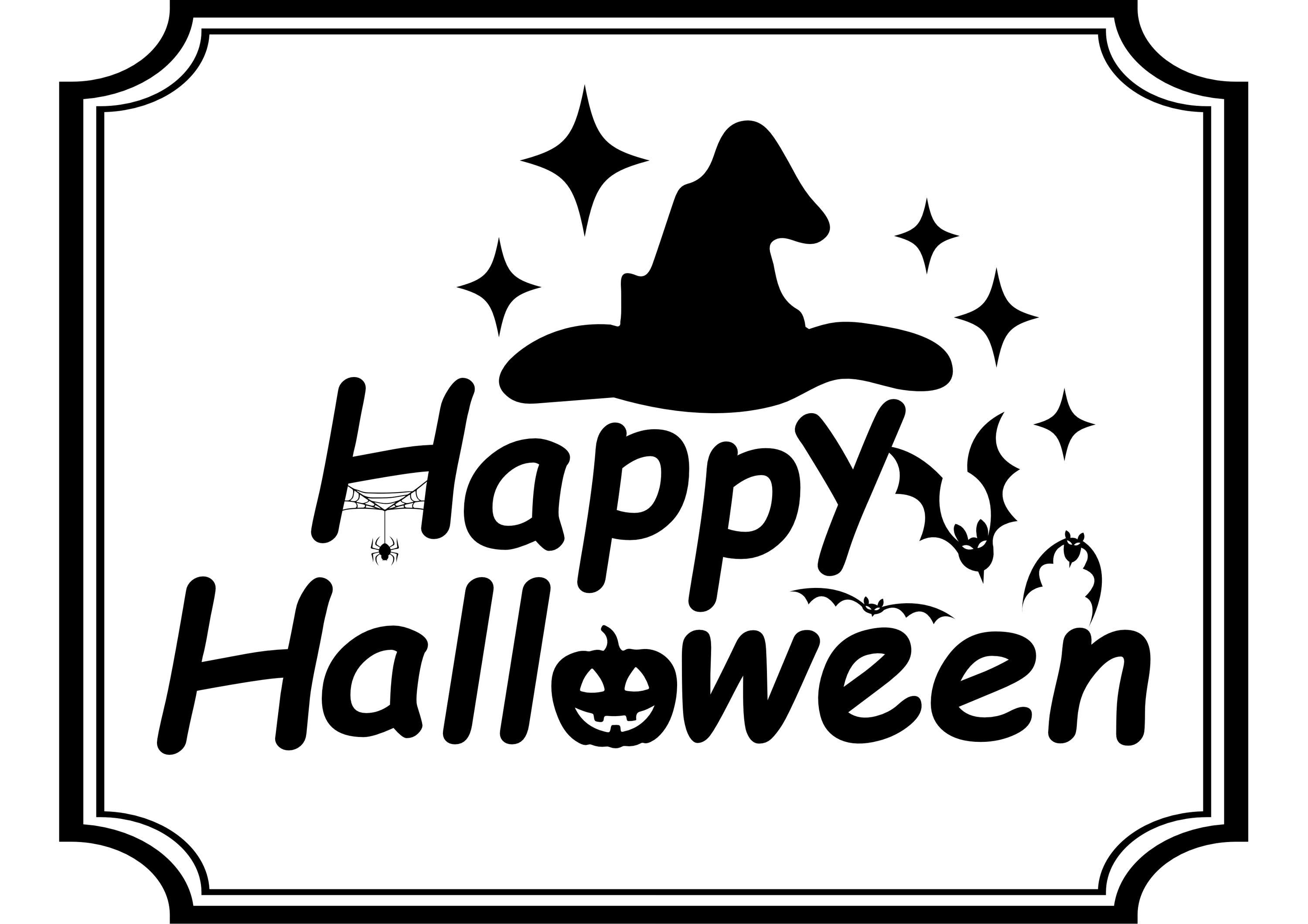 Happy Halloween Witch Hat SVG, Spooky Bats and Jack-o'lantern Design ...