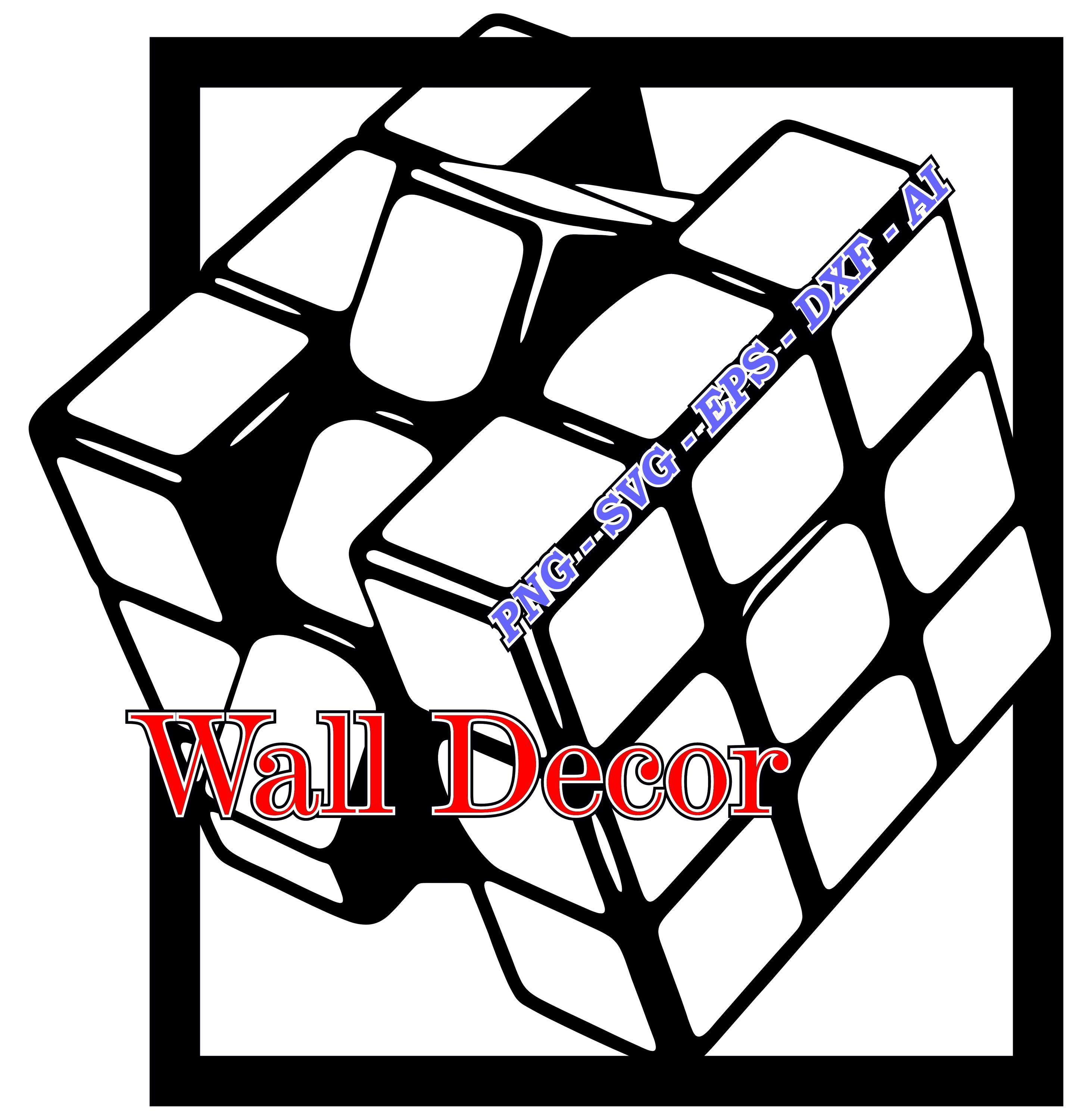 Rubiks Cube Puzzle Wall Decor SVG Cut File, 3D Cube Wall Art, Geometric ...