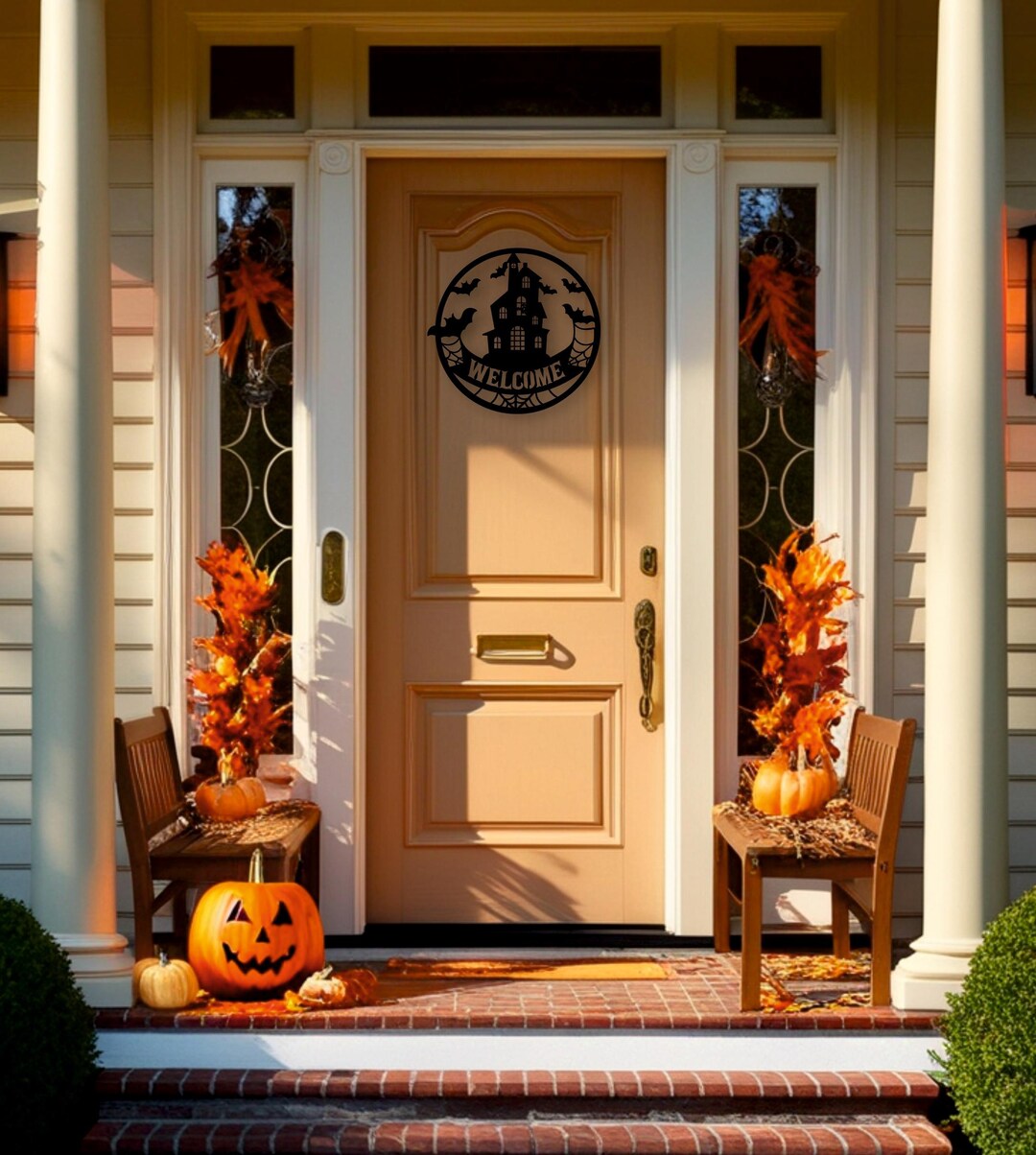 Haunted House Welcome Sign SVG, Spooky Halloween Door Sign, Laser Cut ...