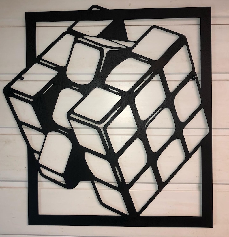 Rubiks Cube Puzzle Wall Decor SVG Cut File, 3D Cube Wall Art, Geometric ...
