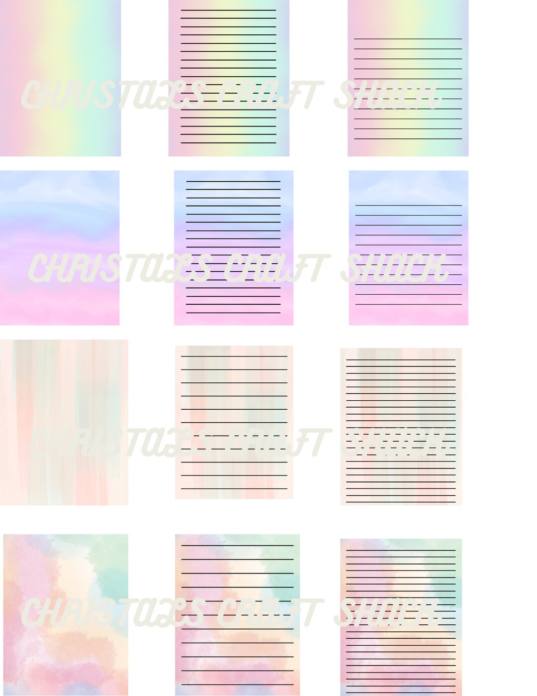Printable Stationary Bundle, Pastel Paper, Lined and Unlined Stationary ...