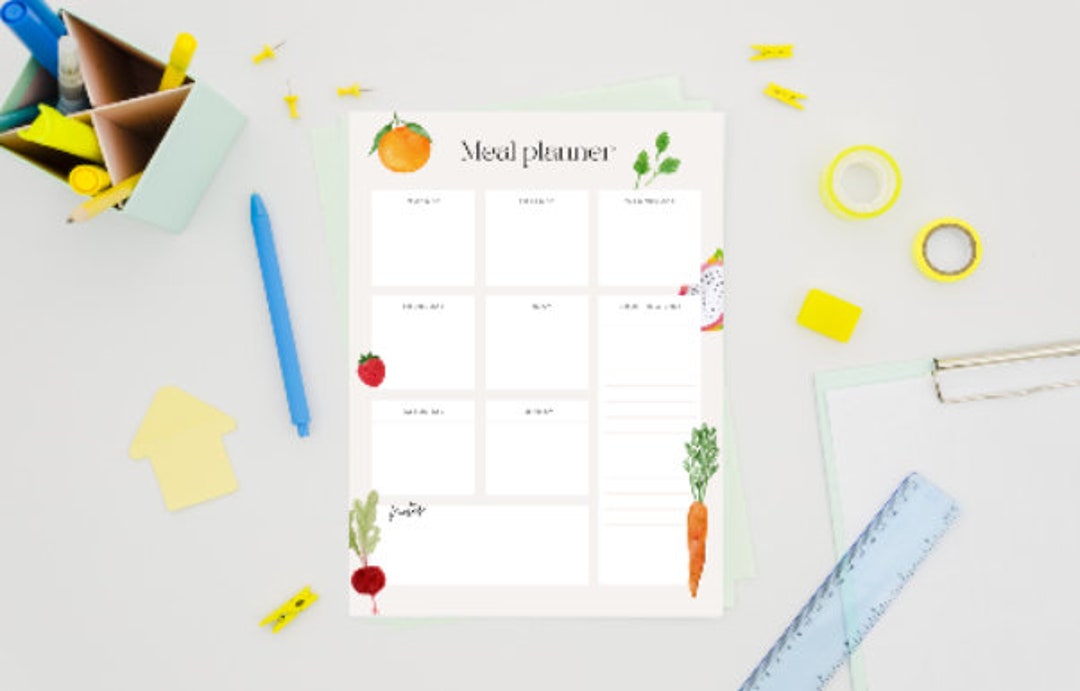 Colorful Fruits Weekly Meal Planner Simple Way Organizing Your Life ...