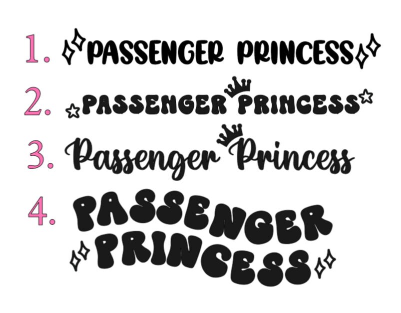 Passenger Princess Car Mirror Sticker Vinyl 4 Designs - Etsy