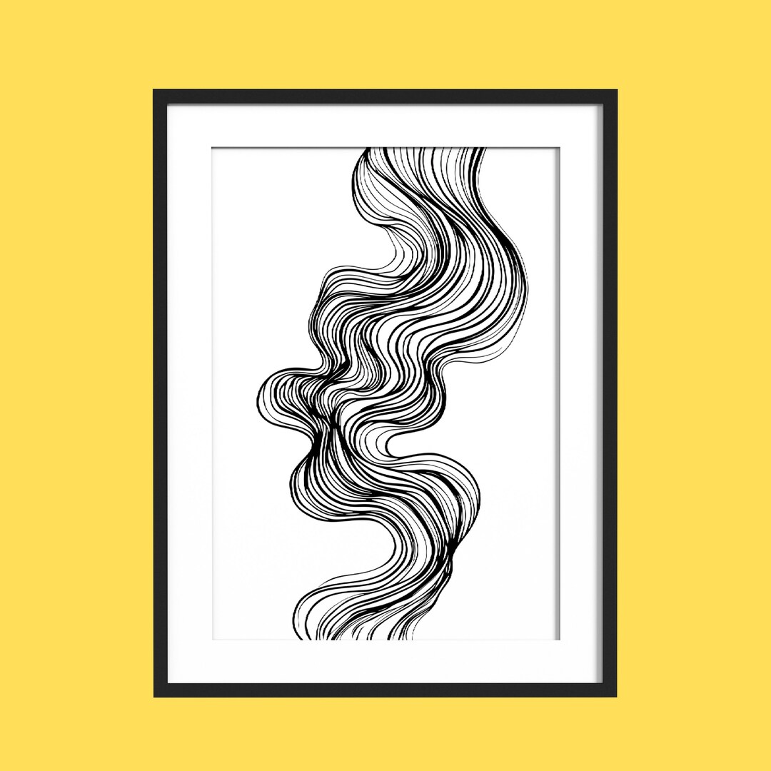 Graceful Wavy Lines, Line Art, Abstract Art Print, Black and White ...