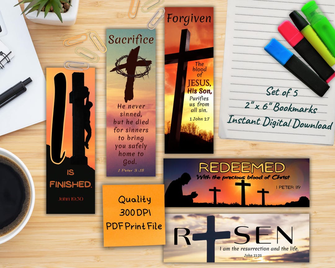 Printable Easter Bookmark Set Crucifix Love Like Jesus Bookish Gifts ...