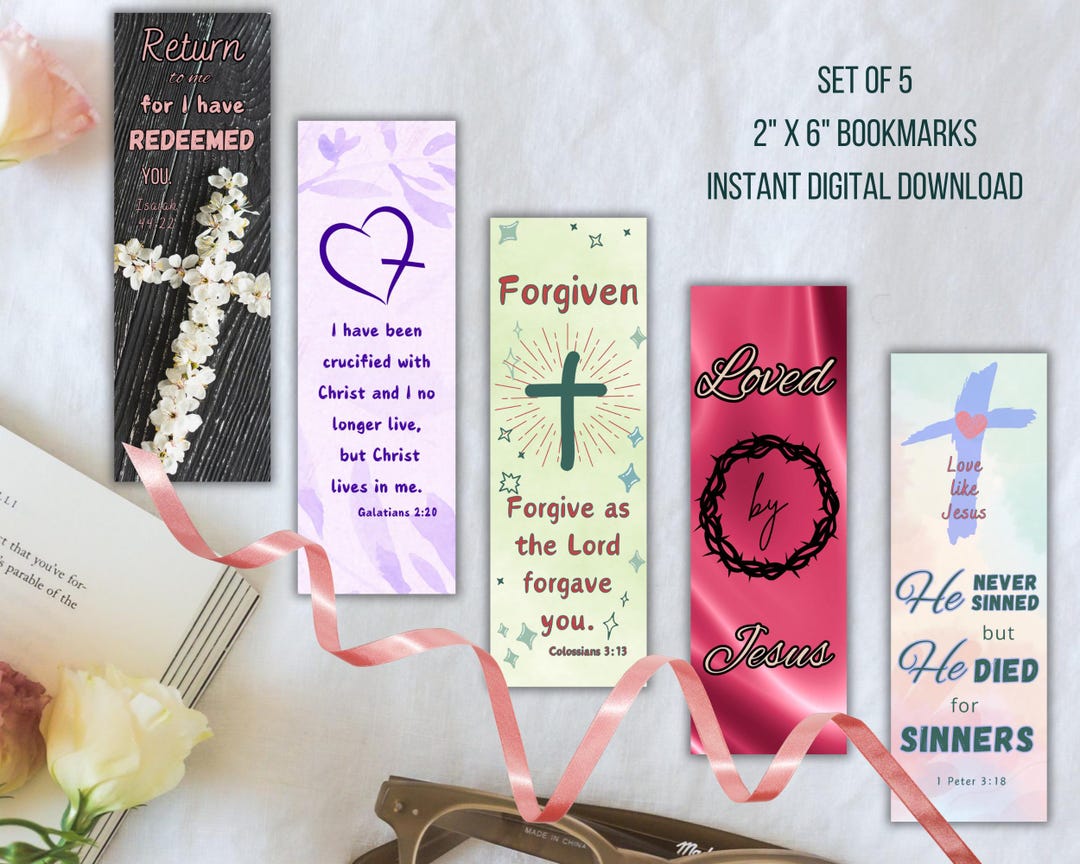 Printable Bookmarks Forgiven Set Cute Bookmark for Women Bookish Gifts ...